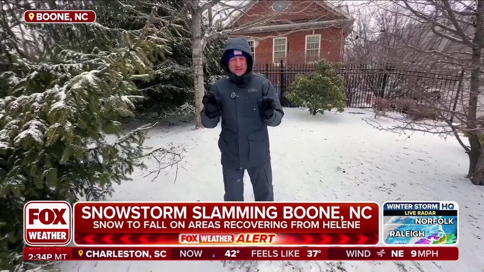 Snowstorm blankets Mid-Atlantic including Helene recovery areas ...