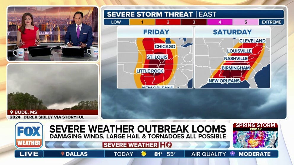 Potential severe weather outbreak could produce damaging winds, large ...