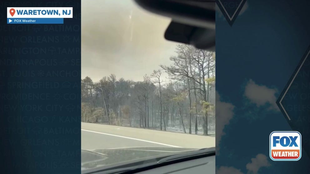 Smoke and smoldering fire along Garden State Parkway in New Jersey ...