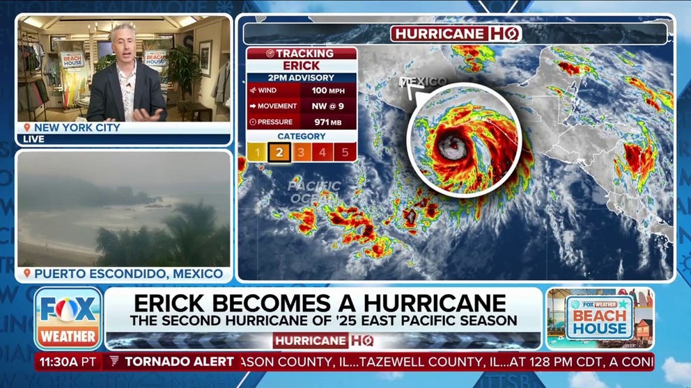 Hurricane Erick reaches Category 2 storm in Eastern Pacific with 100 ...