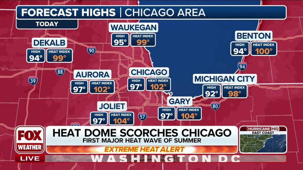 Chicago flirts with 100 degrees Monday as expansive heat dome scorches ...
