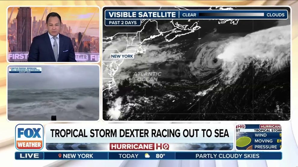Tropical Storm Dexter continues to gain strength as it races away from ...
