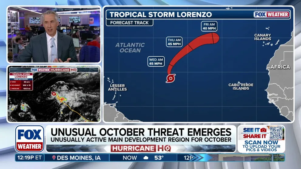 Tropical Storm Lorenzo struggling in Atlantic | Latest Weather Clips ...