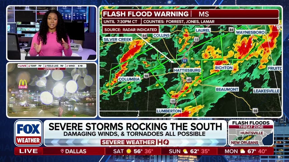 Multiple tornadoes across Mississippi as major storms threaten millions ...