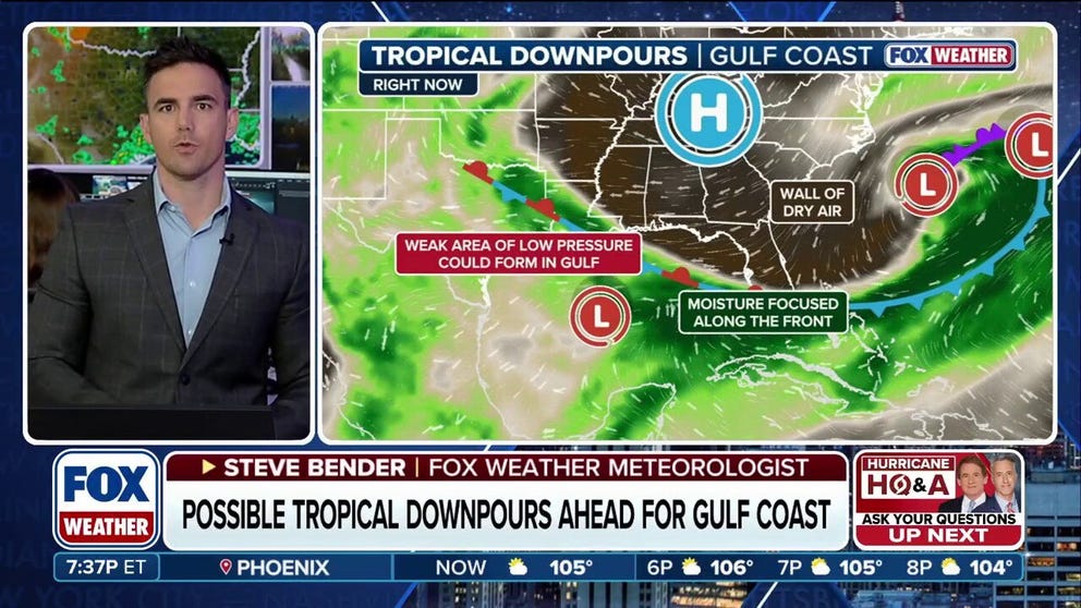 Slow-moving Gulf system to bring tropical downpours, rough surf and ...