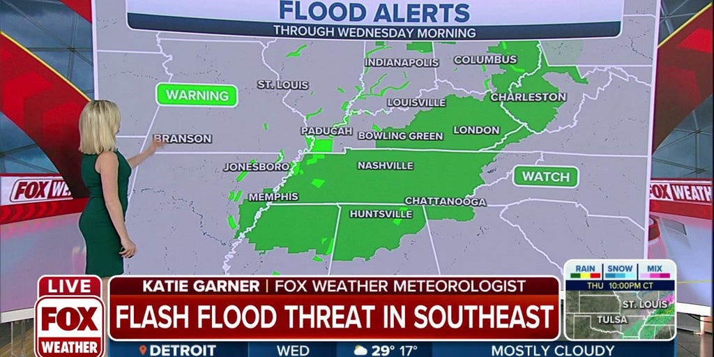 Severe storms, flash flooding threaten areas from South to Ohio Valley ...