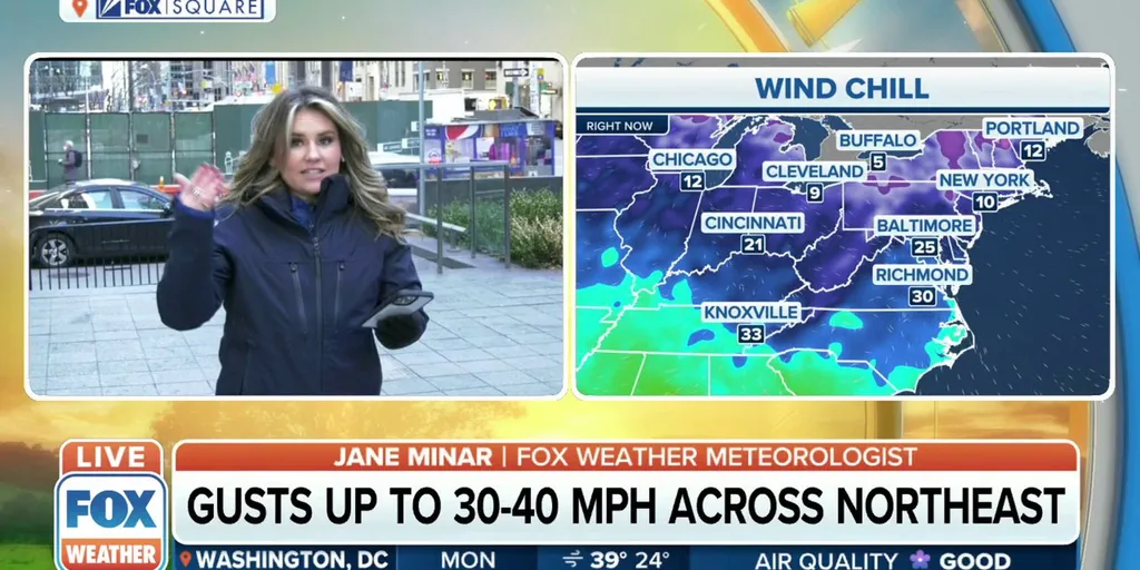 Wind gusts could reach 30-40 mph as the cold grips the Northeast ...