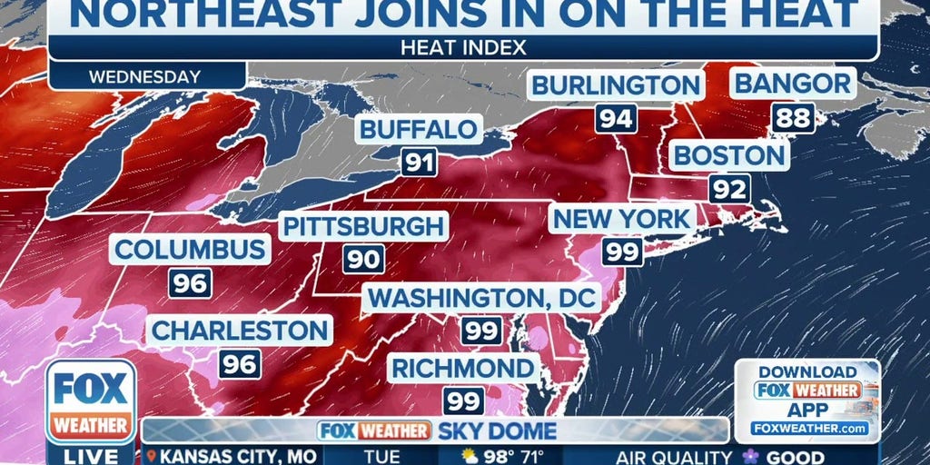 90 degree temperatures expected rest of week in Northeast due to heat ...