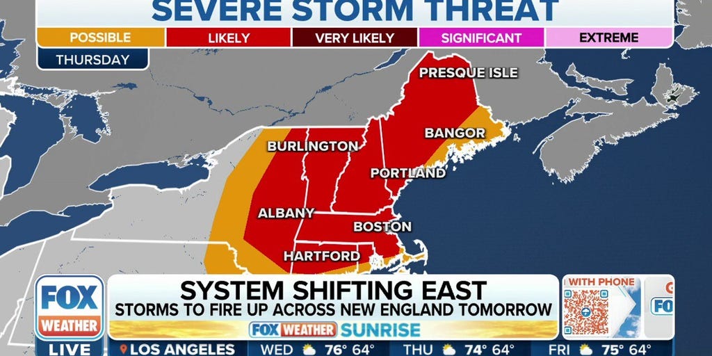 Severe storm risk shifts to the Northeast on Thursday | Latest Weather ...