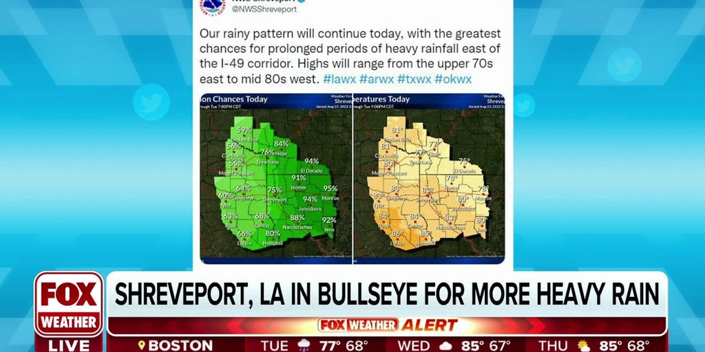 Shreveport, Louisiana in bullseye for more heavy rain on Tuesday ...