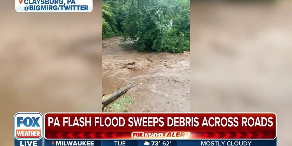 Pennsylvania flash flood sweeps debris across roads | Latest Weather ...