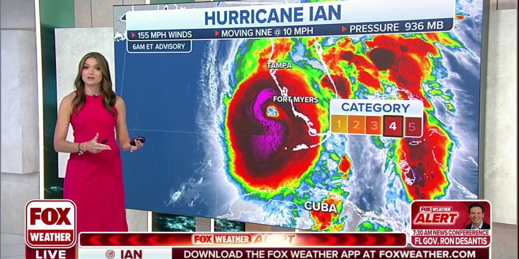 Ian strengthens with winds at 155 mph, nearly Category 5 hurricane ...
