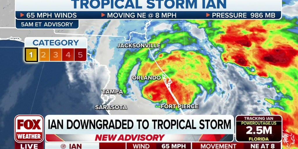 Ian downgraded to Tropical Storm with 65 mph winds | Latest Weather ...