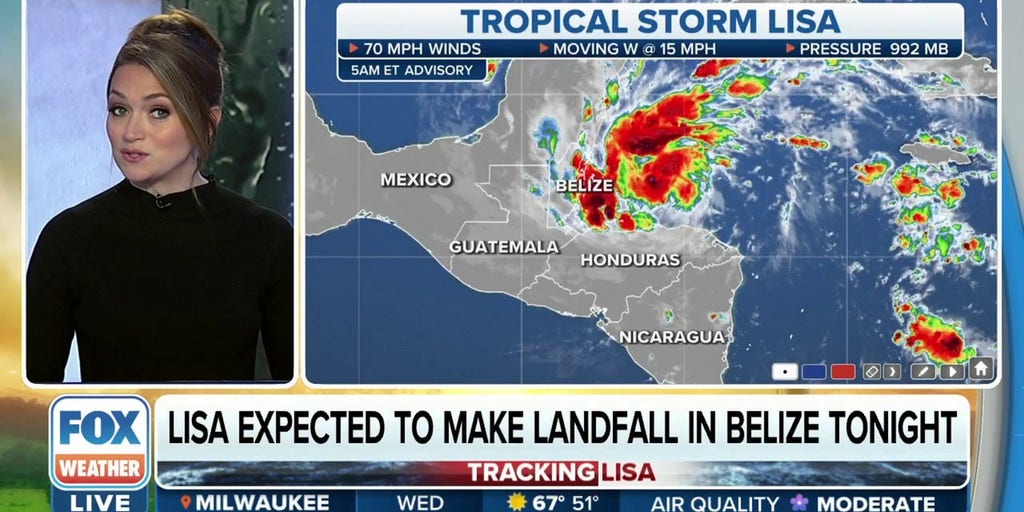Tropical Storm Lisa nears hurricane strength as it approaches Central ...