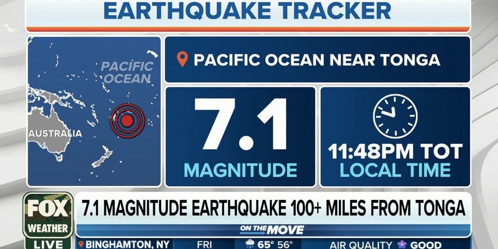 Magnitude 7.1 earthquake felt in Pacific Ocean near Tonga | Latest ...