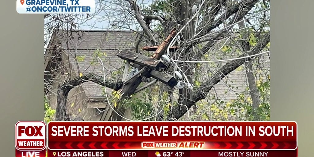 Power lines twisted in North Texas after storms | Latest Weather Clips ...