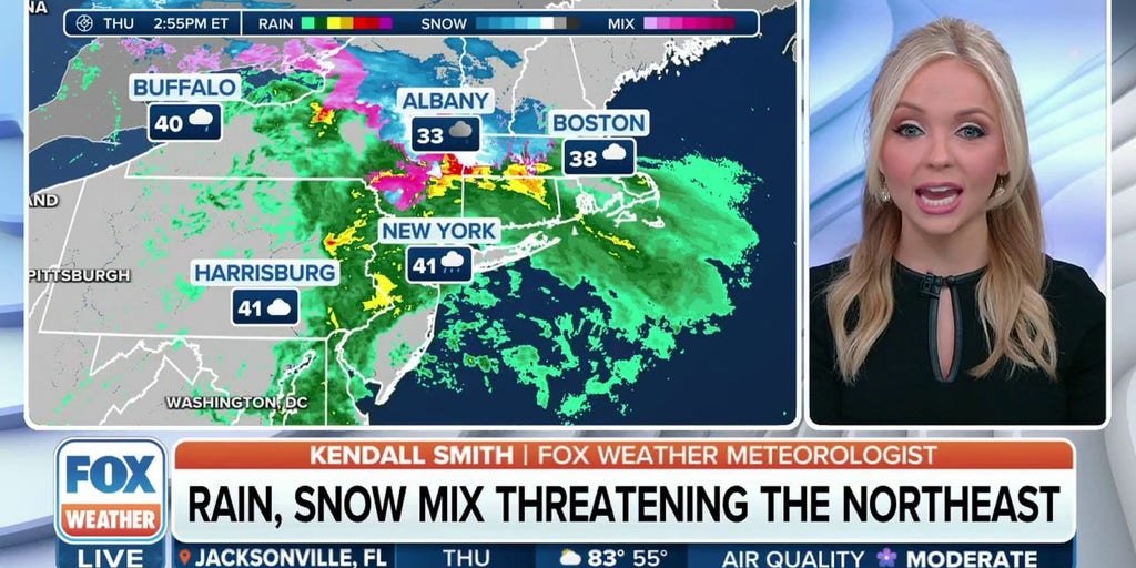 Rain soaking I-95 corridor in Northeast, snow for interior portions ...