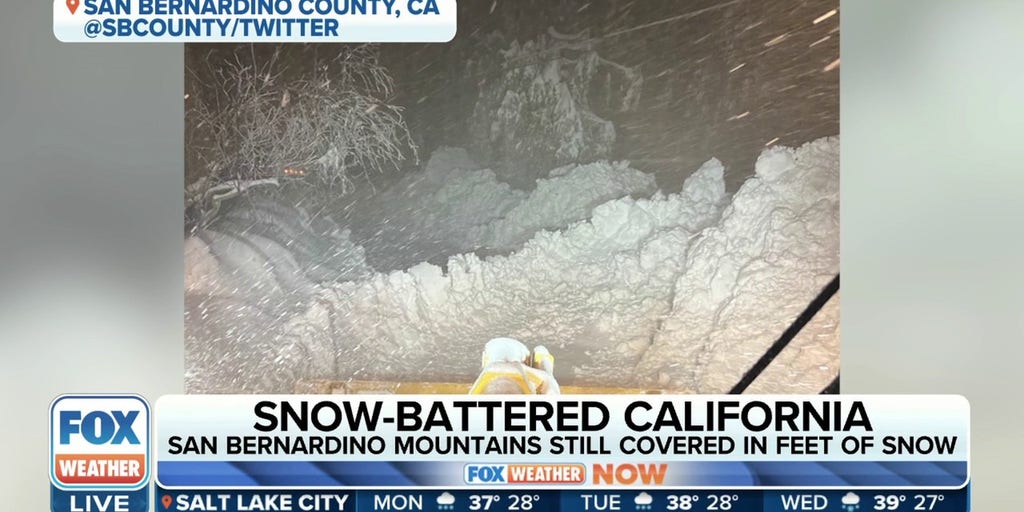 San Bernardino, California residents stuck in snow after winter storm ...