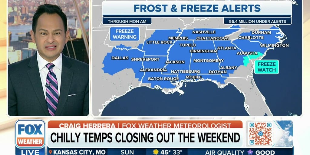 Freeze Warnings issued across the South as cold temperatures close out ...