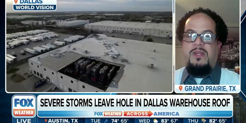 'The roof is gone': Severe storms leave giant hole in Texas warehouse ...