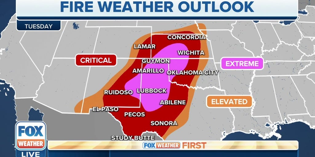 Extreme fire weather threat expected Tuesday in southern Plains ...