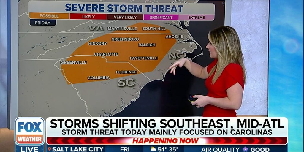 Severe storm threat shifts to the Carolinas for Friday | Latest Weather ...