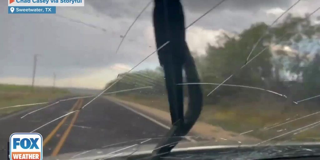 Storm tracker sees windshield smashed by tennis ball-sized hail ...
