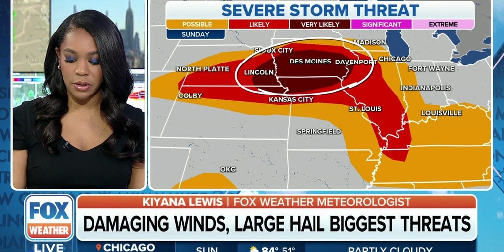 Millions at risk of seeing severe thunderstorms with large hail, hurricane-force wind gusts and ...