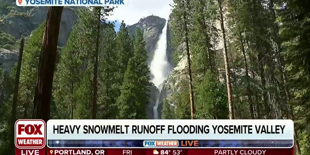 Heavy snowmelt runoff flooding Yosemite Valley | Latest Weather Clips ...