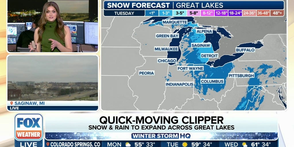 Clipper system to bring bursts of snow to Midwest, Great Lakes region ...