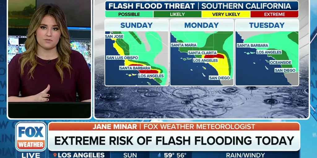 Extreme risk of flash flooding centered over Los Angeles area as ...