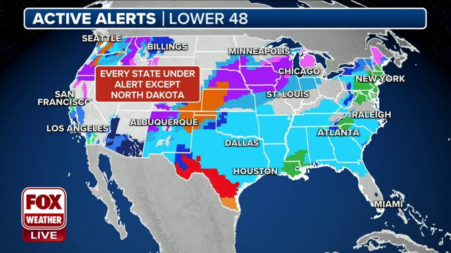 49 States Under Weather Alerts Monday As Powerful Winter System Tracks