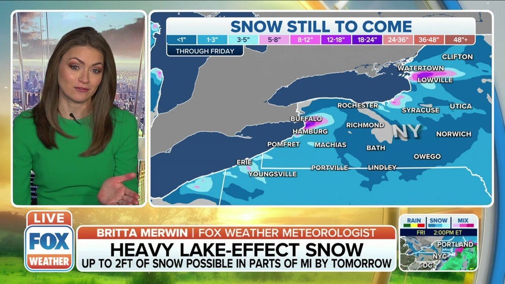 Lake-effect snow piles up in Great Lakes from Michigan to New York on ...