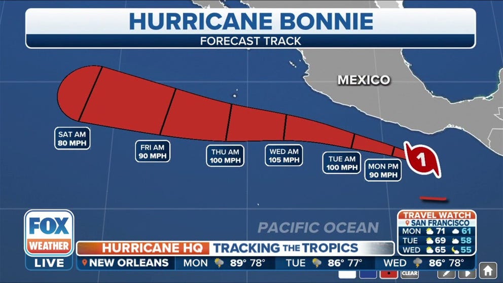 Hurricane Bonnie strengthens in Eastern Pacific as it moves away from ...