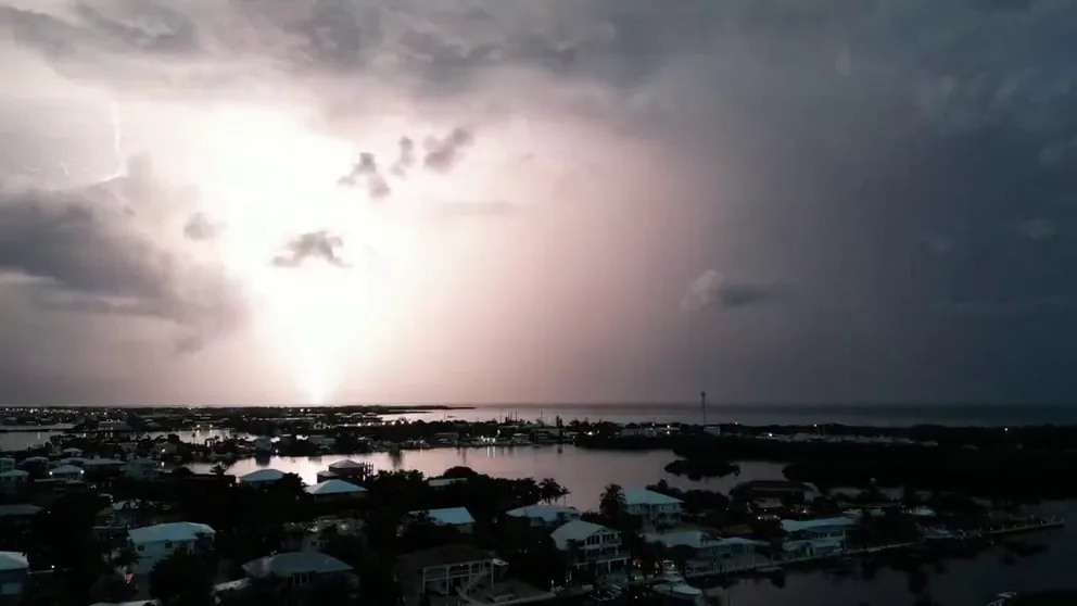 Lightning flashes across night sky over Florida Keys | Latest Weather ...