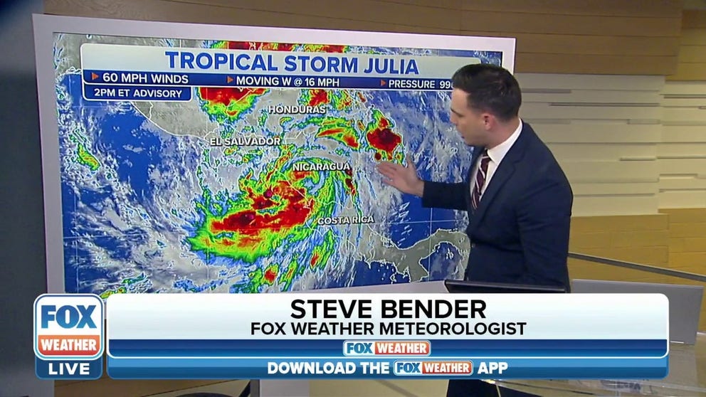 Tropical Storm Julia continues to weaken as it spins across Nicaragua ...