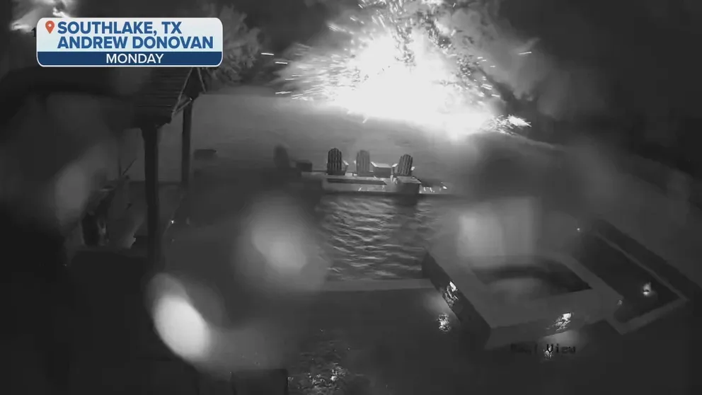 Explosive lightning strike hits tree, sends bark flying during severe ...