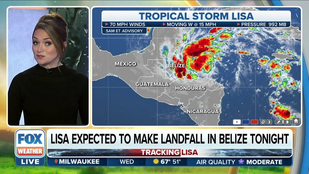 Tropical Storm Lisa nears hurricane strength as it approaches Central ...