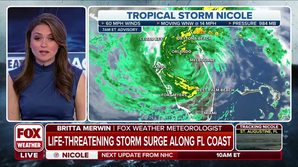 Tropical Storm Nicole winds decrease as it moves up FL coast | Latest ...
