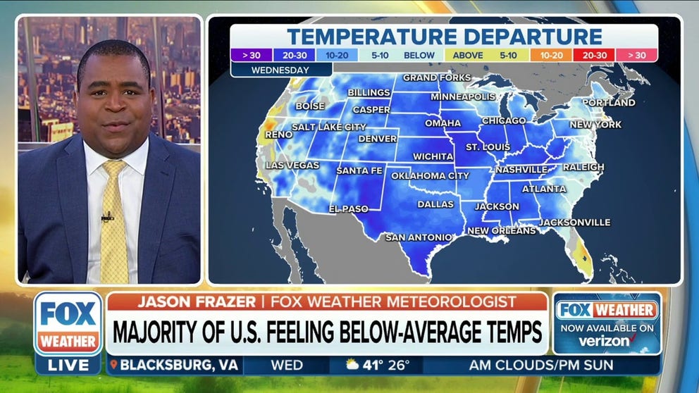 Majority of the U.S. feeling mid-winter chill with below average ...