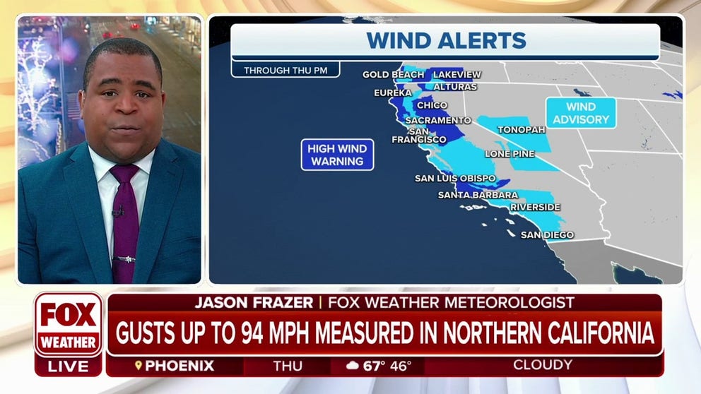 Bomb cyclone, 'Pineapple Express' combo powering strong winds across CA ...