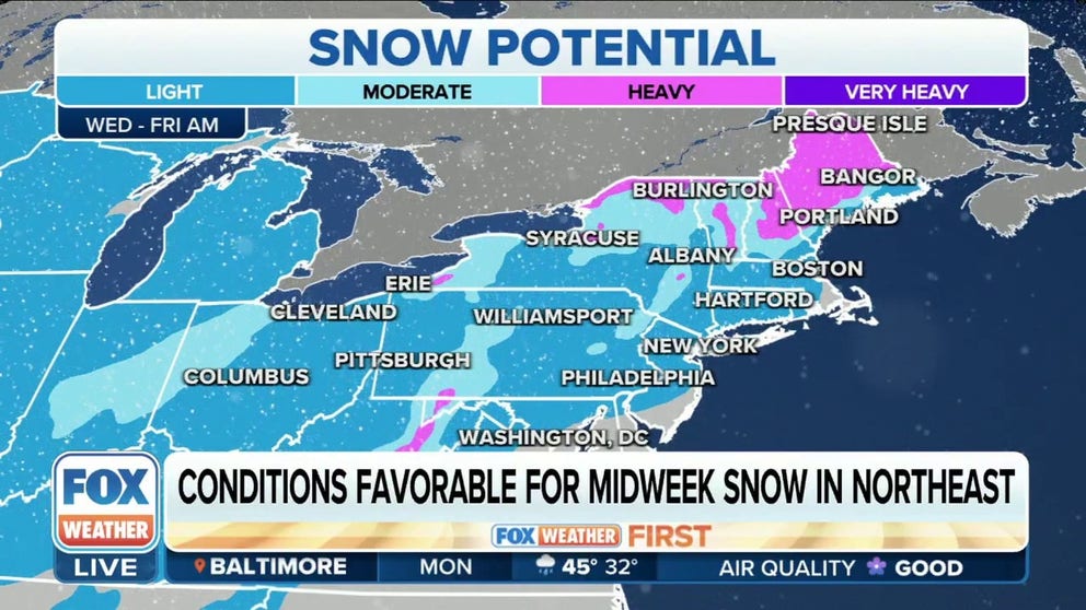 Conditions favorable for midweek winter storm to bring snow to parts of ...