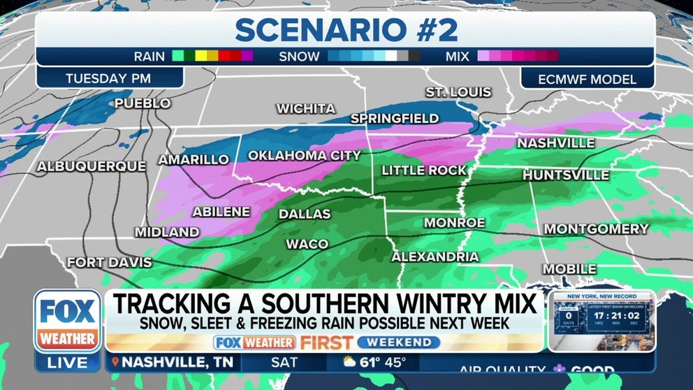 Threat for southern wintry mix next week from Texas, Oklahoma to mid ...
