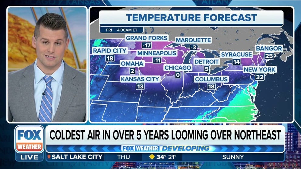 Frigid air moves closer to Northeast | Latest Weather Clips | FOX Weather