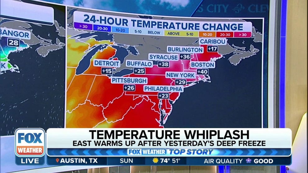 Winter whiplash: Huge warm-up for the the Northeast after brutal cold ...