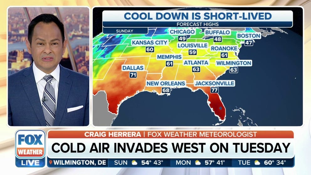 Widespread warmth returns in the East while cold air settles across the ...