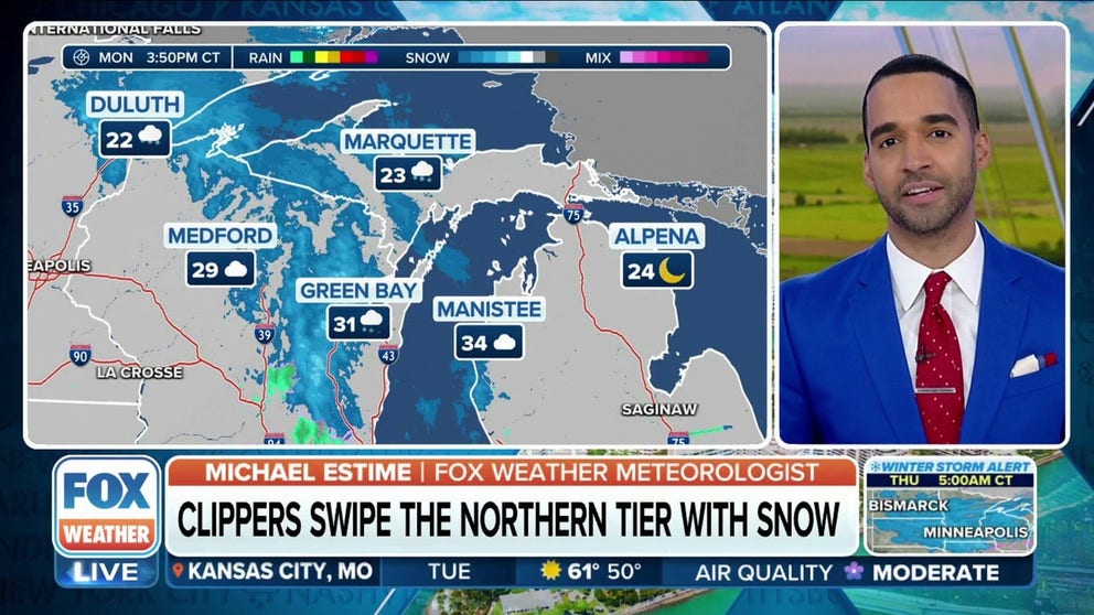 Pair of clipper storms to move across northern tier | Latest Weather ...