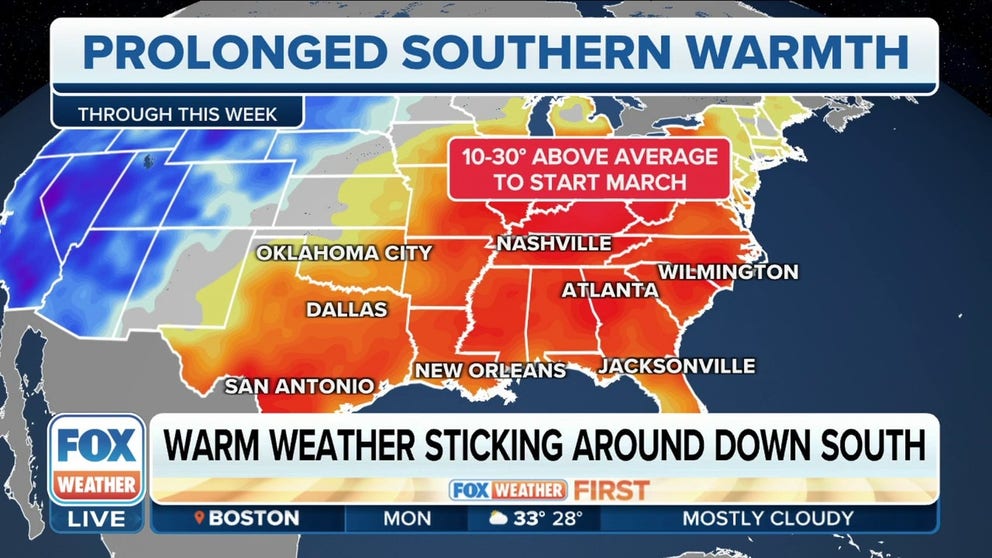 Warm weather sticking around down South, record highs possible mainly ...