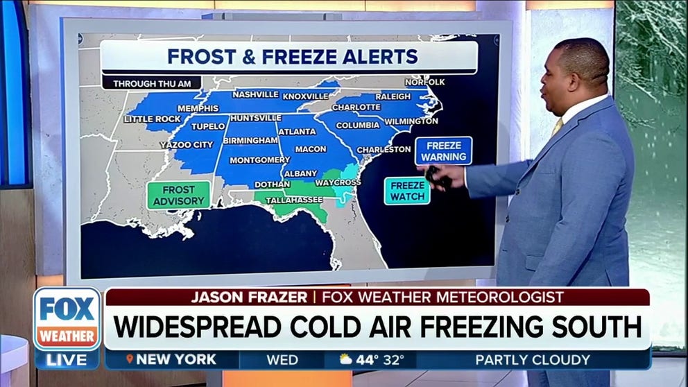 Widespread freeze expected across the South on Wednesday | Latest ...