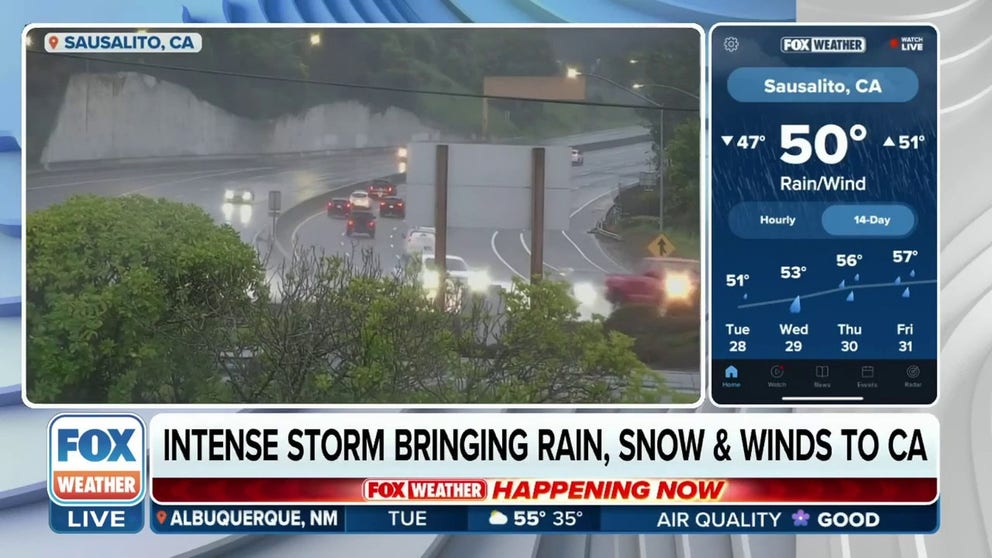 Strong storm with heavy rain and winds working into Southern California ...